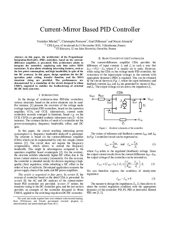 (PDF) Current-mirror based PID controller
