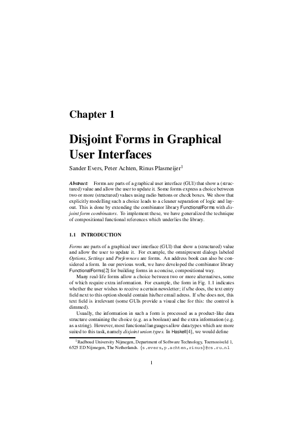 (PDF) Disjoint forms in graphical user interfaces