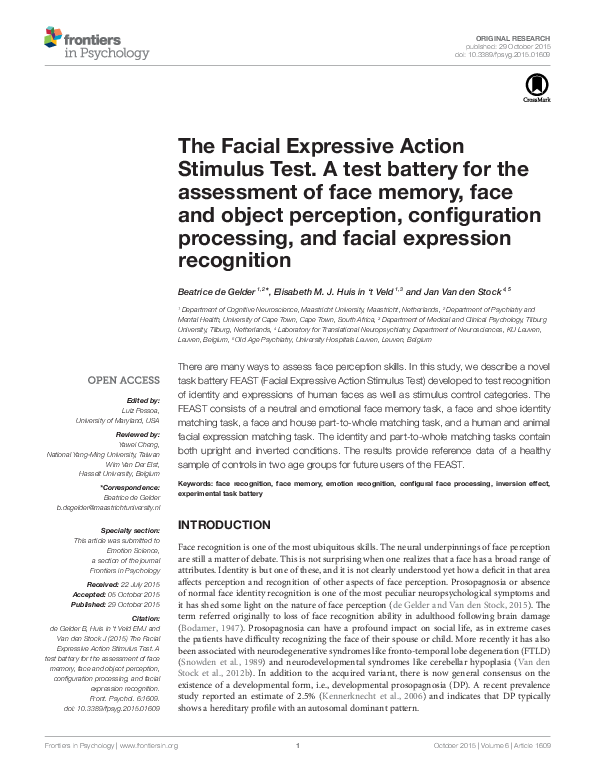 (PDF) The Facial Expressive Action Stimulus Test. A test battery for ...