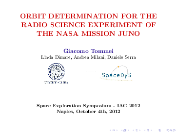 (PDF) Orbit determination for the Radio Science experiment of the NASA ...
