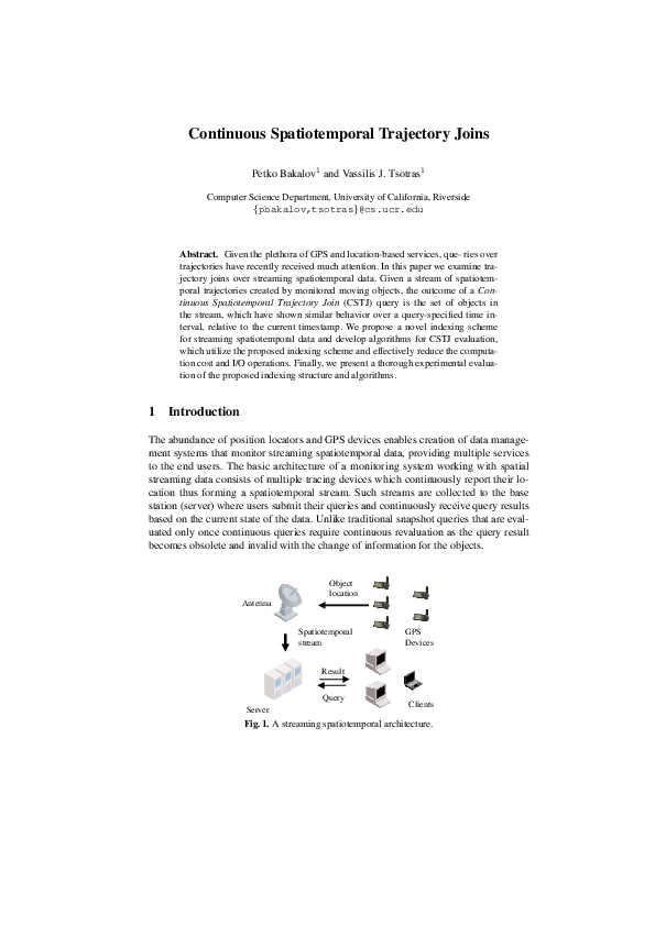 (PDF) Continuous Spatiotemporal Trajectory Joins
