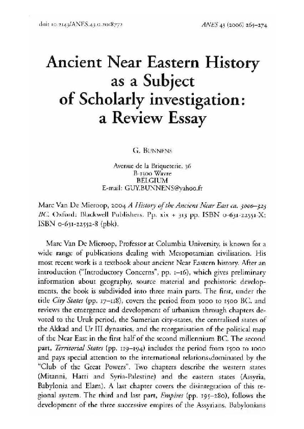 Ancient Near Eastern history as a subject of scholarly investigation–a ...