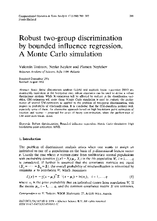 (PDF) Robust two-group discrimination by bounded influence regression ...