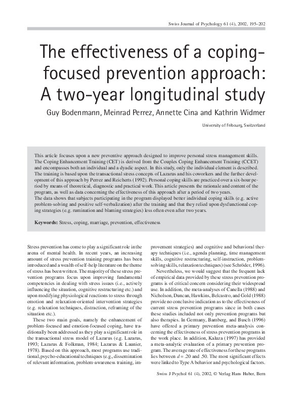 Couples Coping Enhancement Training (CCET): Its efficacy in a 2-years ...