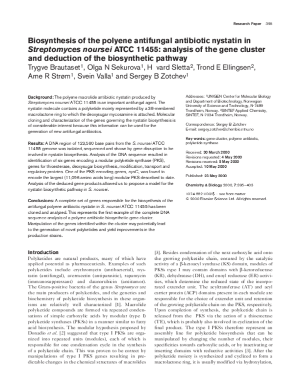 (PDF) Biosynthesis of the polyene antifungal antibiotic nystatin in ...