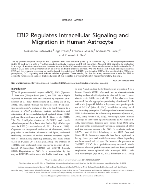 (PDF) EBI2 regulates intracellular signaling and migration in human ...
