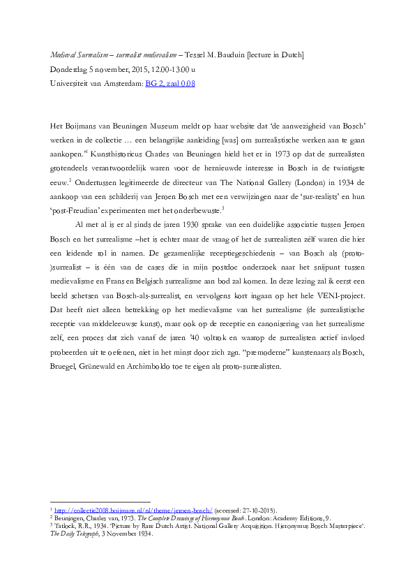 (PDF) Lecture: Medieval Surrealism – surrealist medievalism [in Dutch]