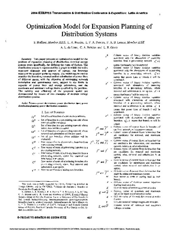 (PDF) Optimization model for expansion planning of distribution systems