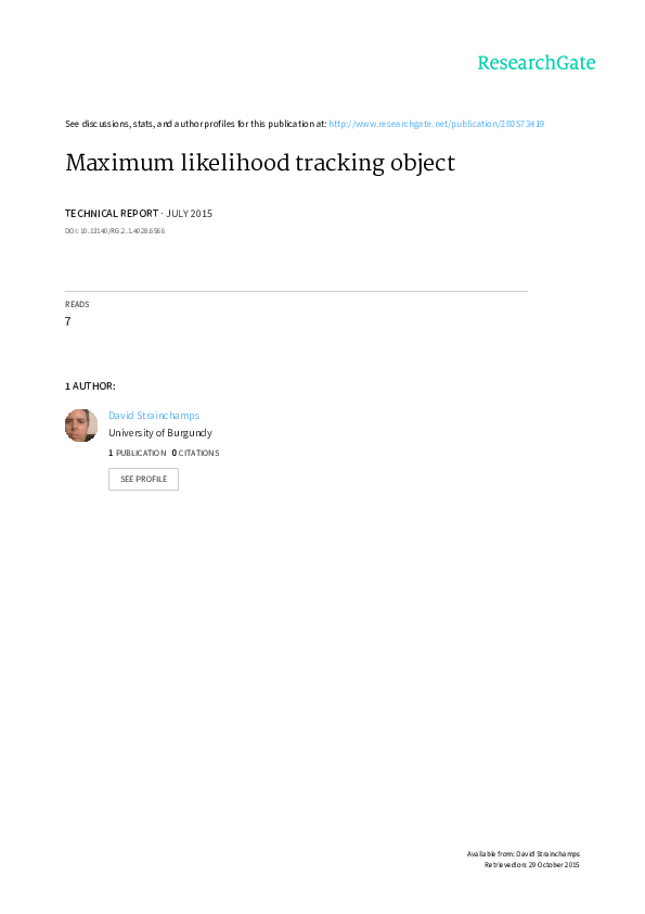 (PDF) Maximum likelihood tracking object
