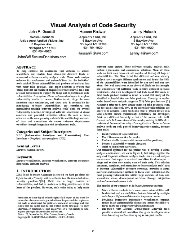 (PDF) Visual analysis of code security