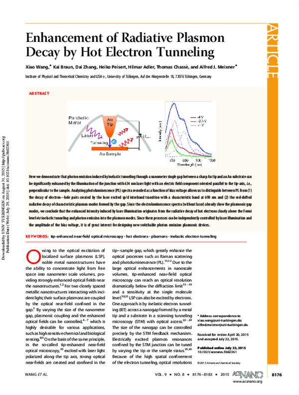 (PDF) Enhancement of Radiative Plasmon Decay by Hot Electron Tunneling ...