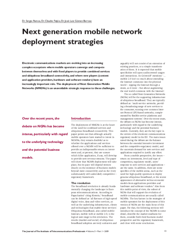(PDF) Next generation mobile network deployment strategies