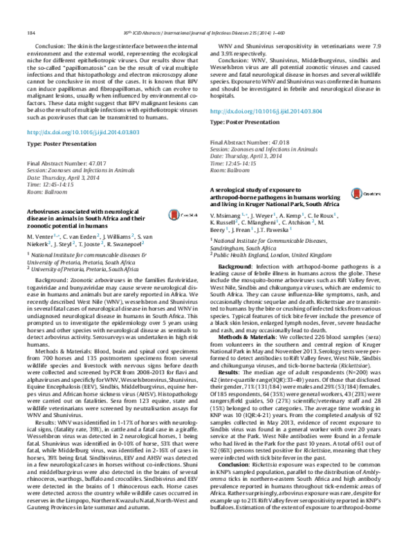 (PDF) A serological study of exposure to arthropod-borne pathogens in ...