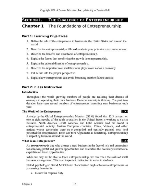 (DOC) Chp1 The Foundationsof Entrepreneurship