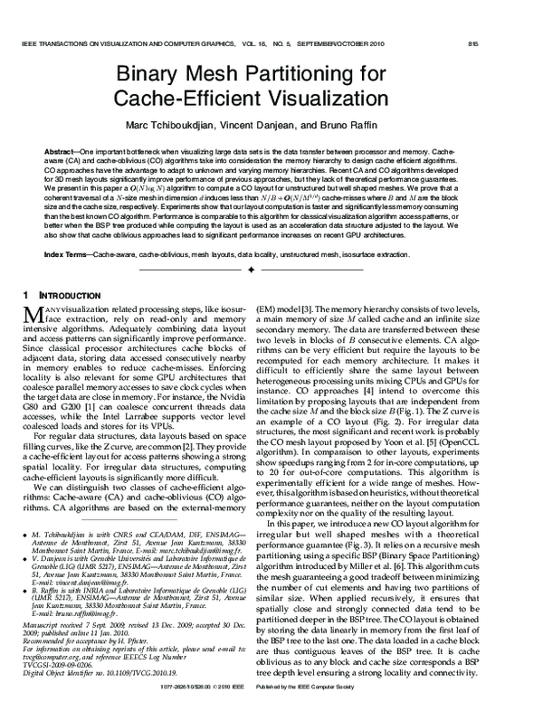 (PDF) Binary Mesh Partitioning for Cache-Efficient Visualization | M. Tchiboukdjian - Academia.edu