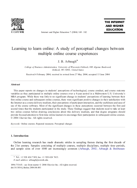 (PDF) Learning to learn online: A study of perceptual changes between ...