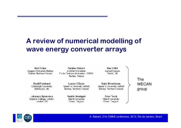 (PDF) A Review of Numerical Modelling of Wave Energy Converter Arrays