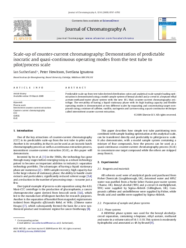 (PDF) Scale-up of counter-current chromatography: Demonstration of ...