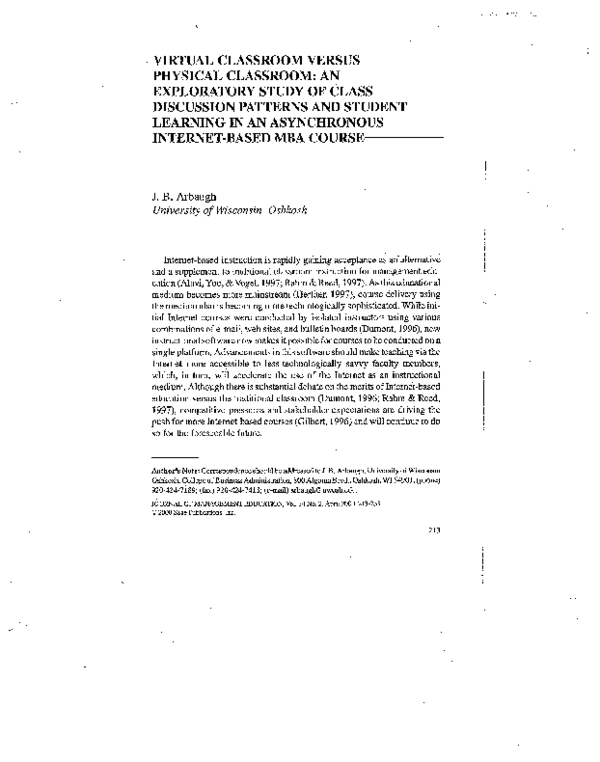 (PDF) Virtual classroom versus physical classroom: An exploratory study ...