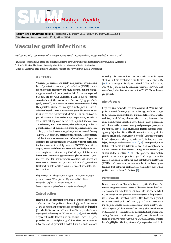 (PDF) Vascular graft infections