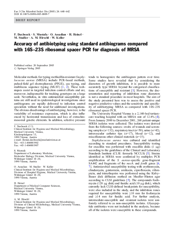 (PDF) Accuracy of antibiotyping using standard antibiograms compared ...