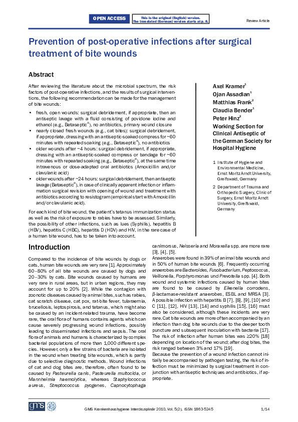 (PDF) Prevention of post-operative infections after surgical treatment ...