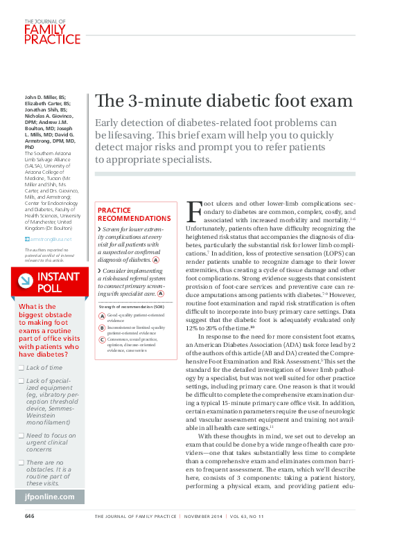 (PDF) The 3-minute diabetic foot exam