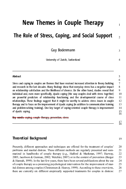 Dyadic coping: Improvement in couple therapy