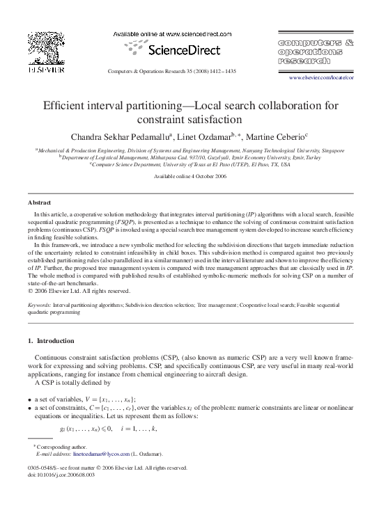 Pdf Efficient Interval Partitioning—local Search Collaboration For Constraint Satisfaction