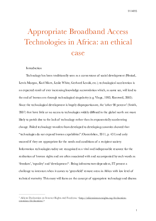 (PDF) Appropriate Broadband Technology in Africa
