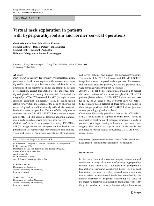 (PDF) Virtual neck exploration in patients with hyperparathyroidism and ...