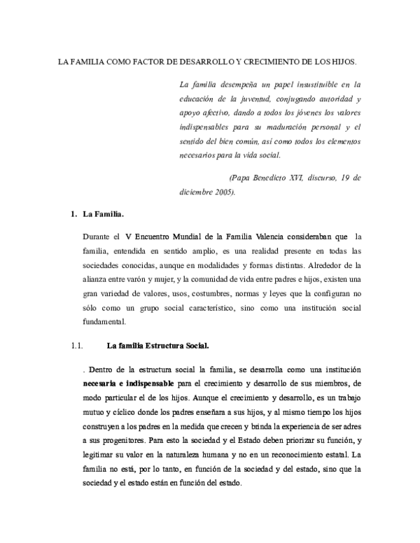(DOC) La familia como factor de desarrollo y crecimiento de los hijos