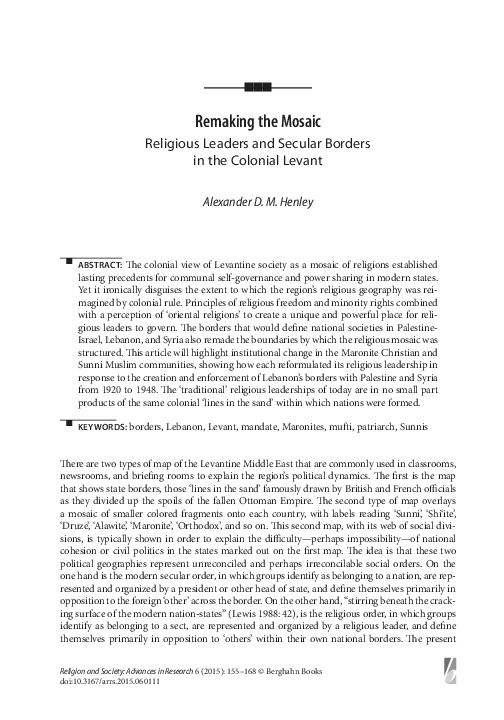 (PDF) Remaking the Mosaic: Religious Leaders and Secular Borders in the ...