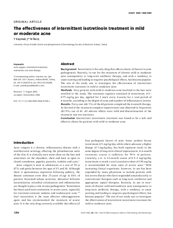 (PDF) The effectiveness of intermittent isotretinoin treatment in mild or moderate acne