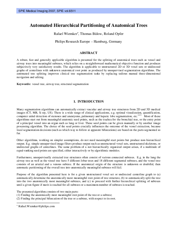 (PDF) Automated hierarchical partitioning of anatomical trees