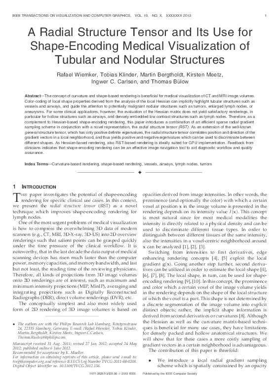(PDF) A Radial Structure Tensor and Its Use for Shape-Encoding Medical ...