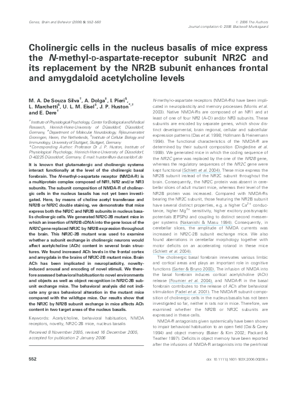 (PDF) Cholinergic cells in the nucleus basalis of mice express the N ...