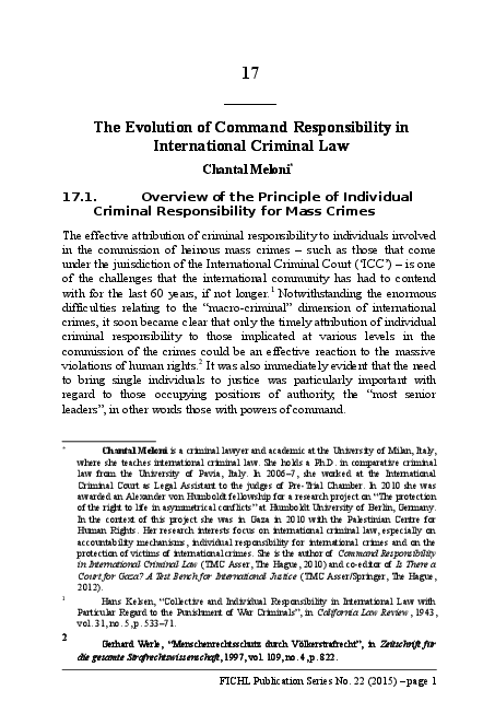 (DOC) The Evolution of Command Responsibility in International Criminal Law
