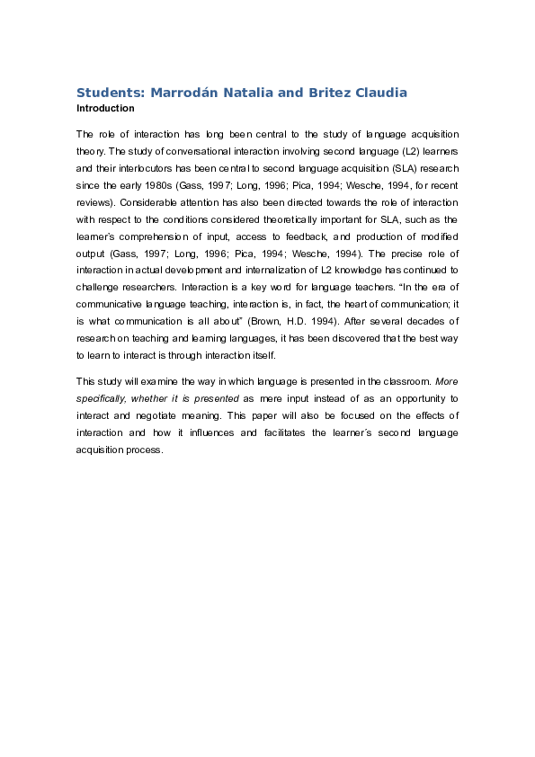 (PDF) The Role of Input and Output in Second Language Acquisition: Literature Review | Martina ...