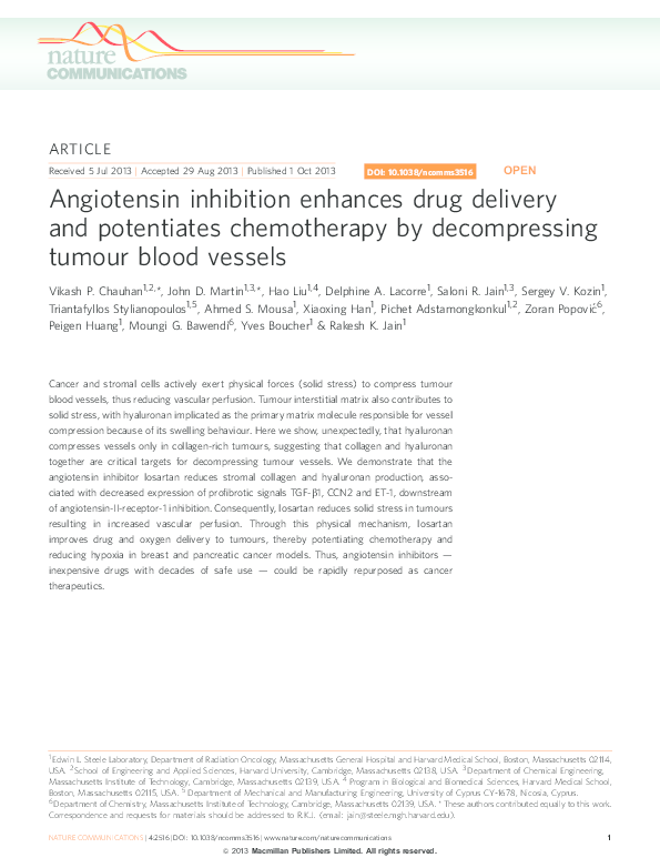 (PDF) Angiotensin inhibition enhances drug delivery and potentiates ...