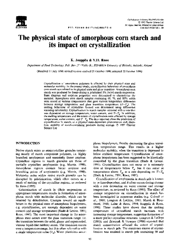 (PDF) The physical state of amorphous corn starch and its impact on ...