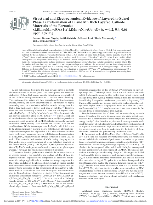 (PDF) Structural and Electrochemical Evidence of Layered to Spinel ...
