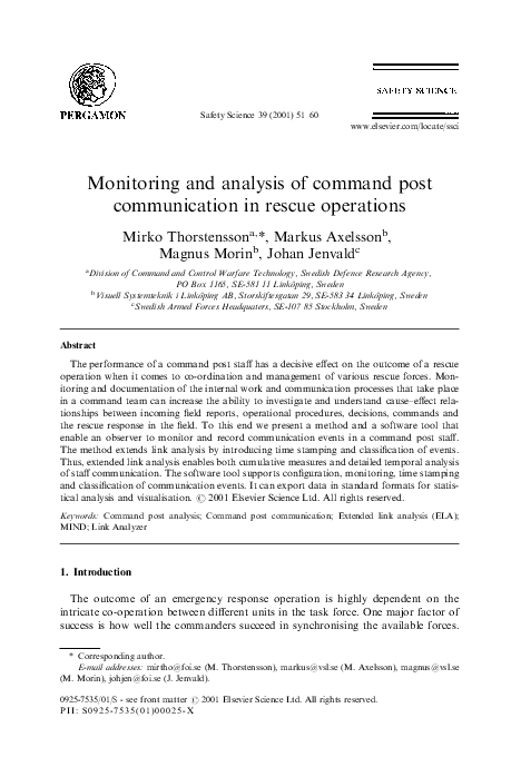 (PDF) Monitoring and analysis of command post communication in rescue ...