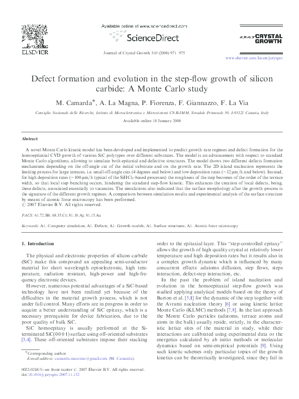 (PDF) Defect formation and evolution in the step-flow growth of silicon ...