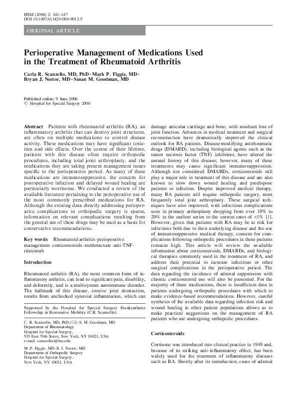 (PDF) Perioperative management of medications used in the treatment of ...