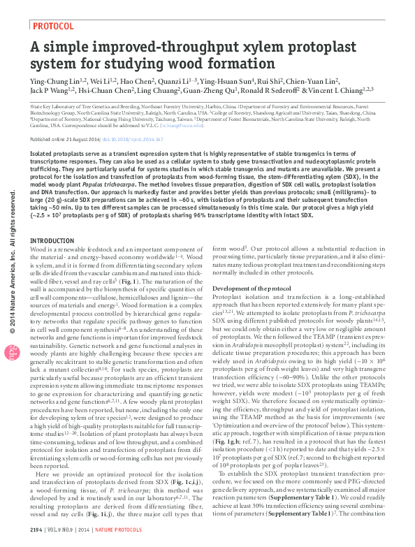 (PDF) A simple improved-throughput xylem protoplast system for studying ...