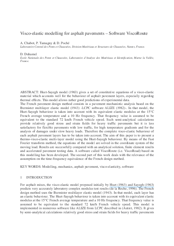 (PDF) Visco-elastic modeling for asphalt pavements–software ViscoRoute