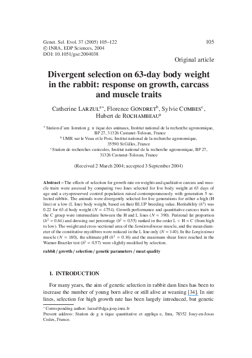 (PDF) Effect of divergent selection based on CT measured hind leg ...