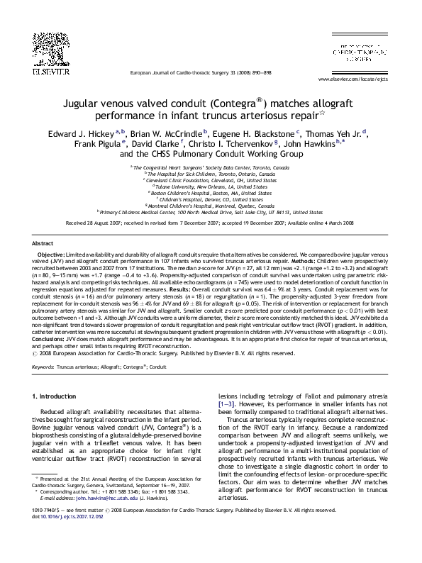 (PDF) Jugular venous valved conduit (Contegra®) matches allograft ...