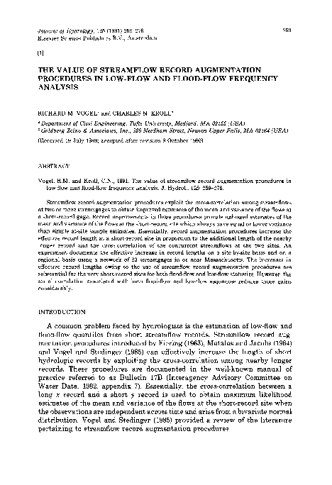 (PDF) The value of streamflow record augmentation procedures in low ...